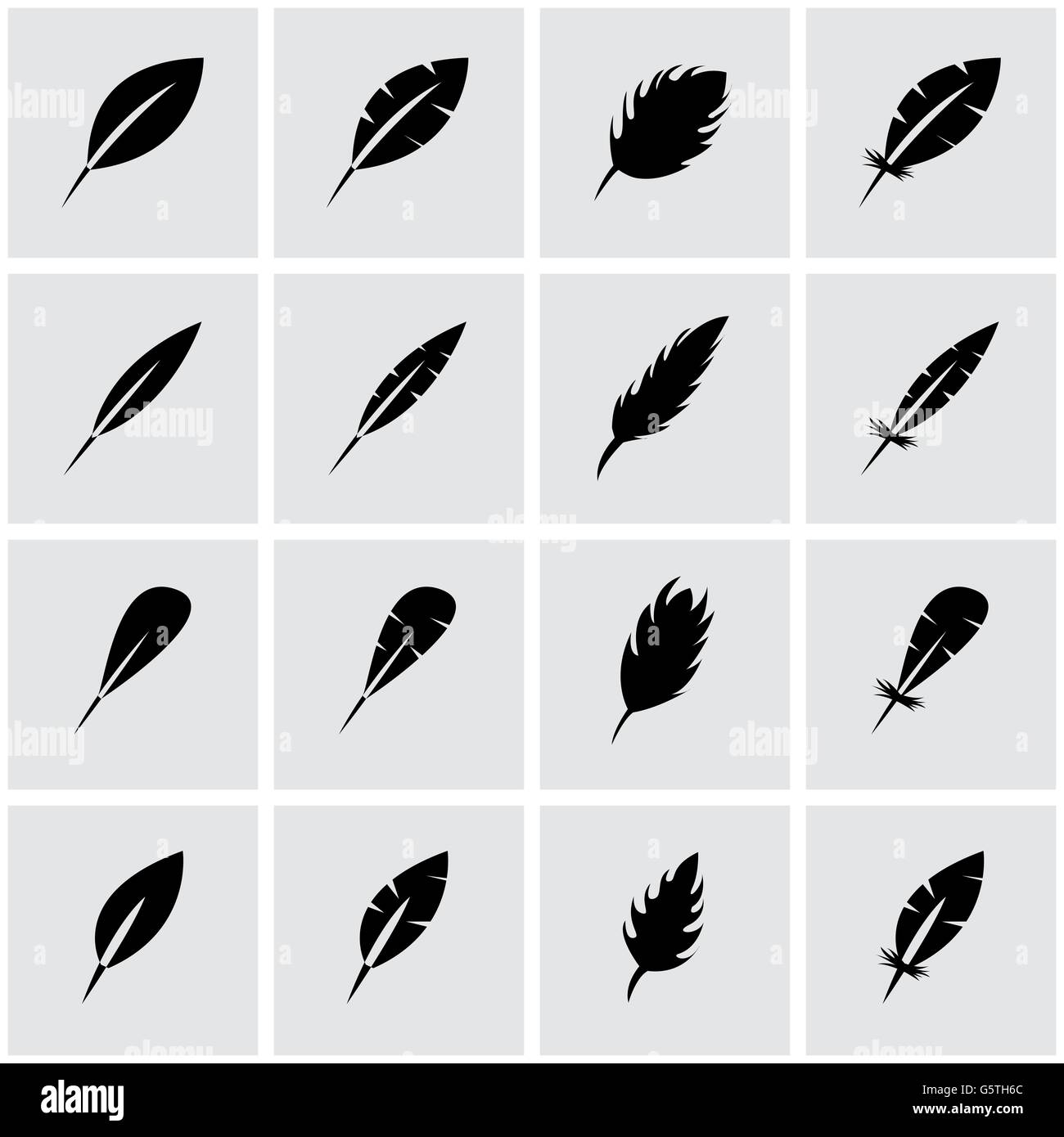 Vector black feather icon set Stock Vector Image & Art - Alamy