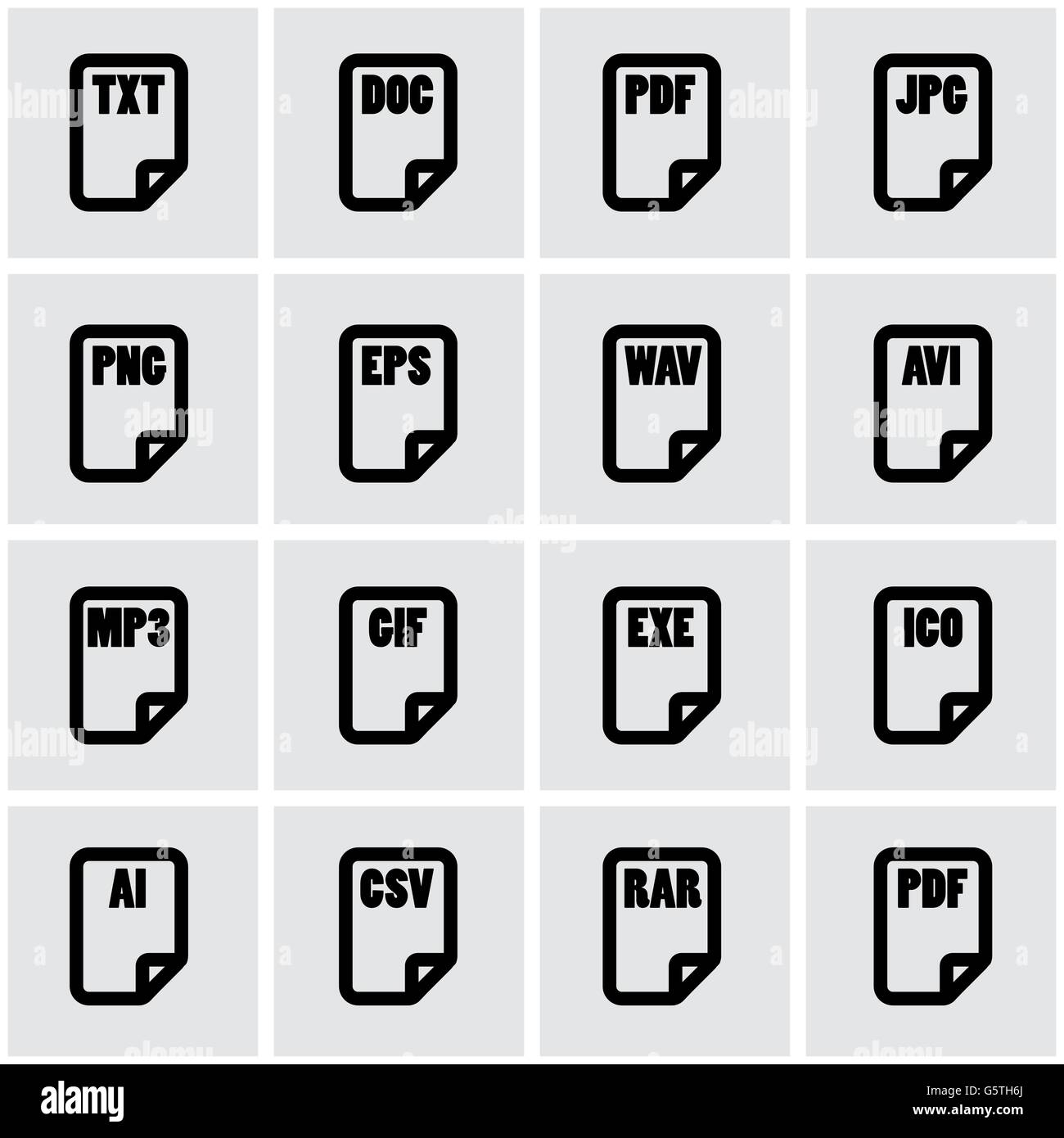 Vector black file type icon set Stock Vector Image & Art - Alamy