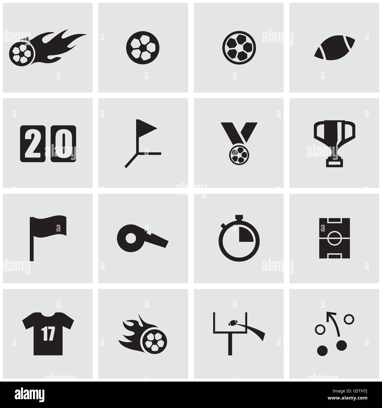 Vector black football icon set Stock Vector Image & Art - Alamy
