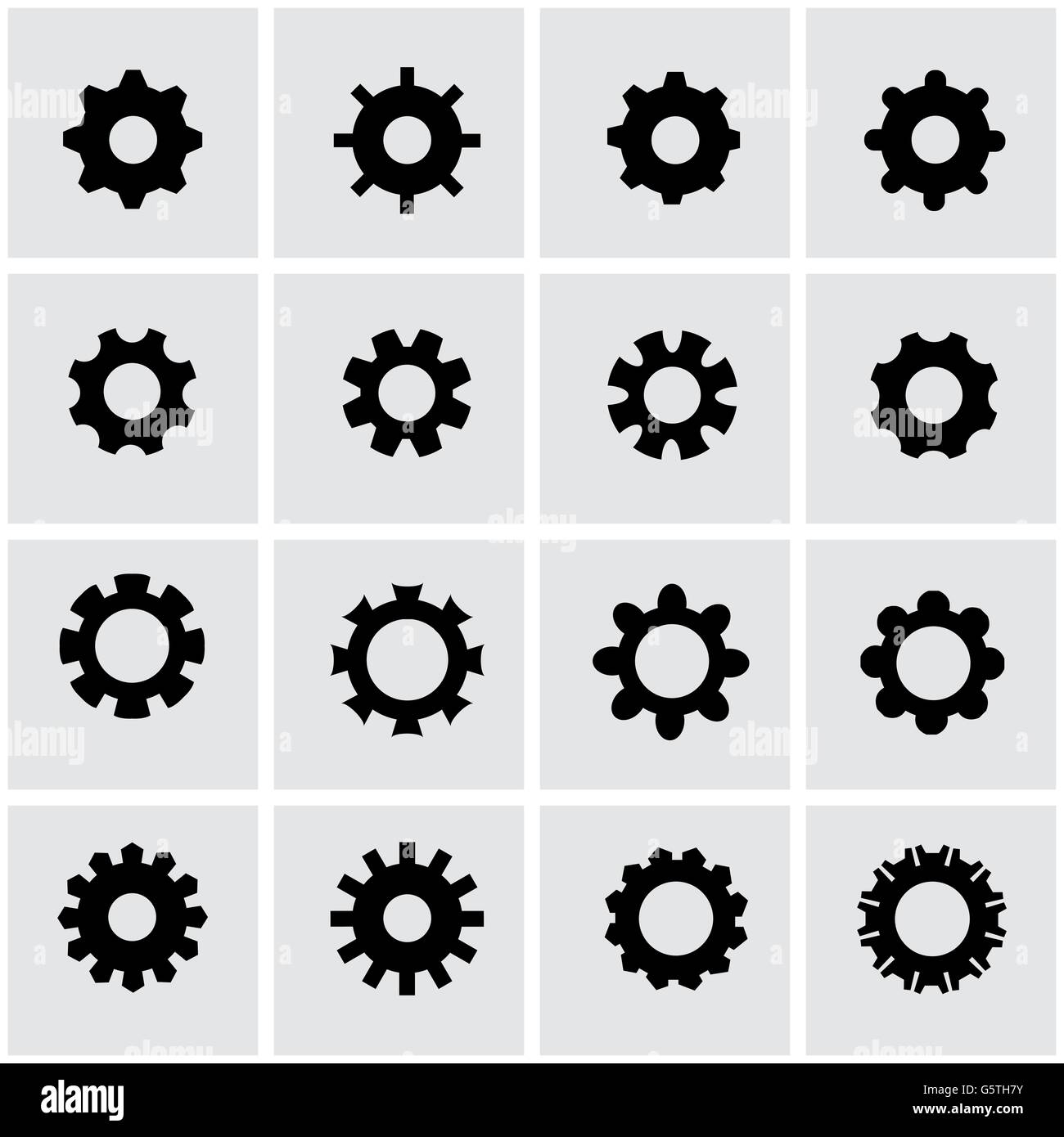 Vector black gear icon set Stock Vector Image & Art - Alamy