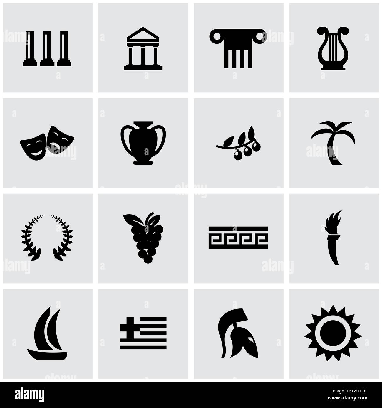 Vector black greece icon set Stock Vector Image & Art - Alamy