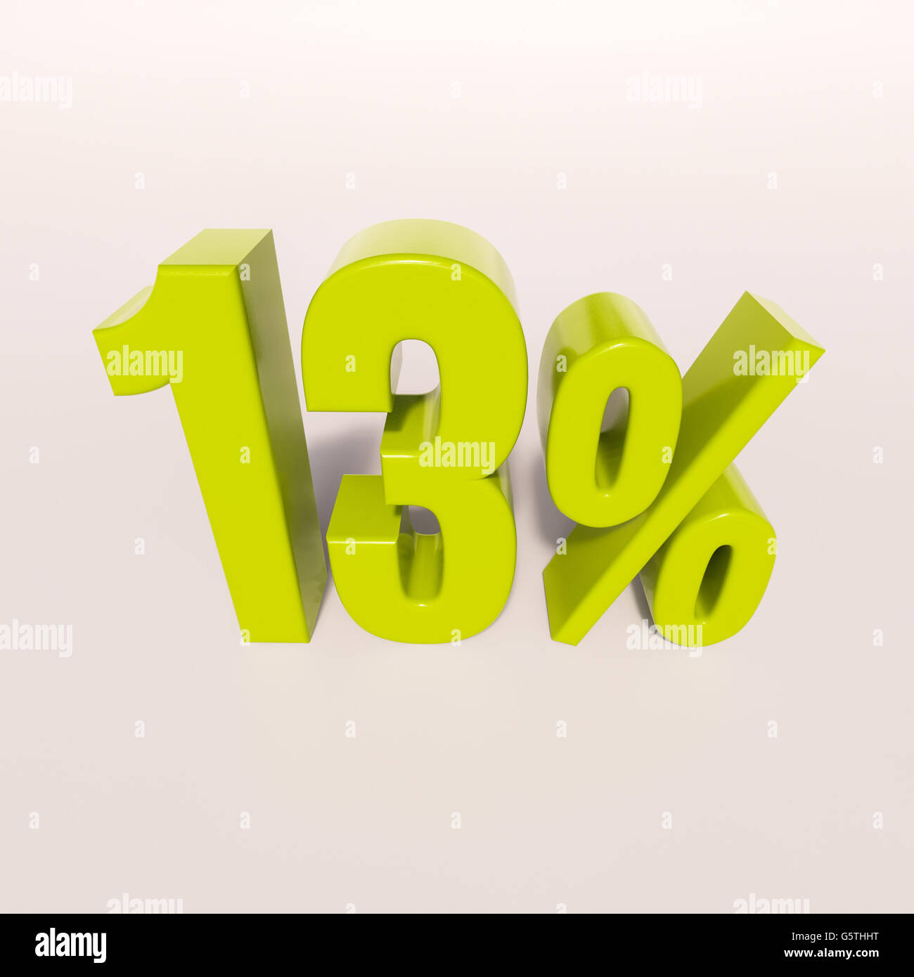 3d render: green 13 percent, percentage discount sign on white, 13 ...