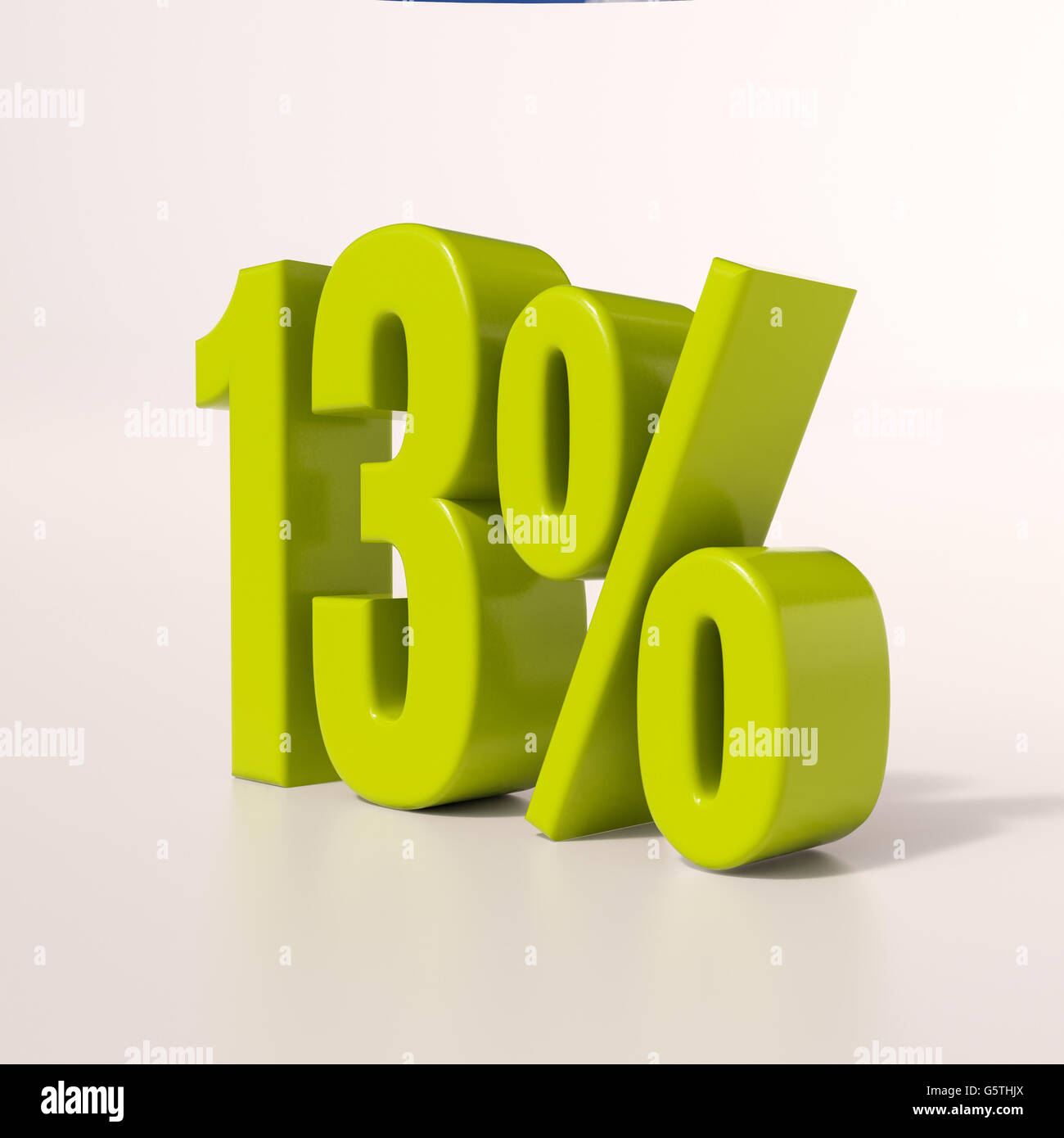 3d render: green 13 percent, percentage discount sign on white, 13 ...
