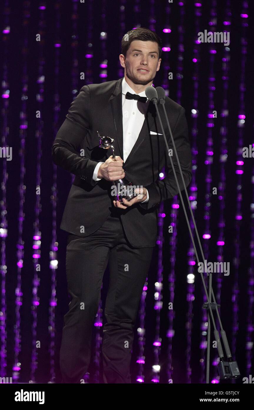 David Witt accepts the award for Best Newcomer during the 2013 National ...