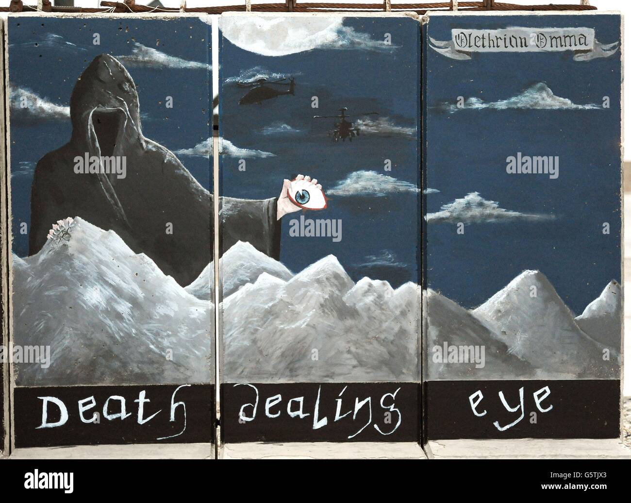 A nearly completed hand painted mural from 662 Squadron on a ...