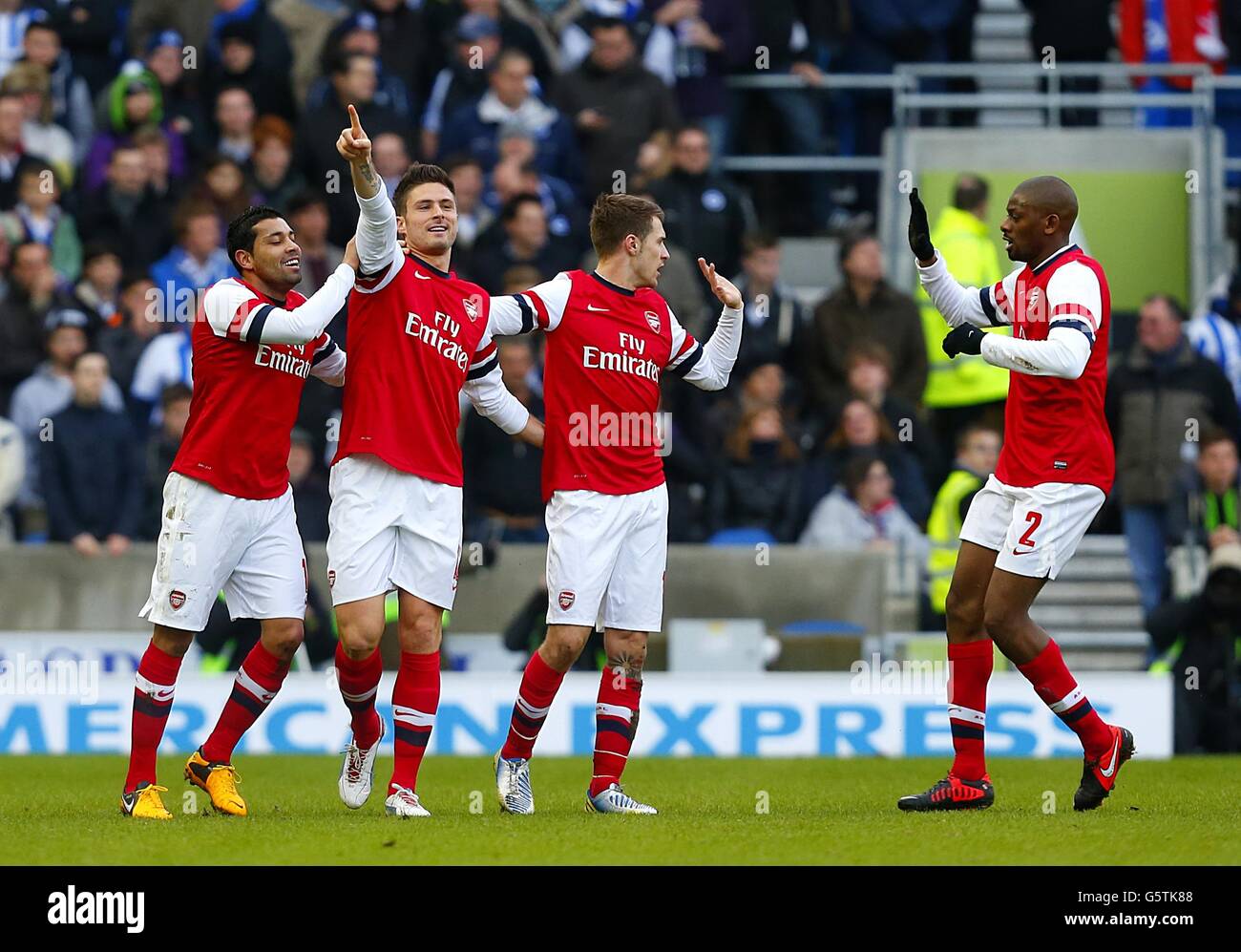 Arsenals olivier giroud celebrates with the fa cup hi-res stock ...