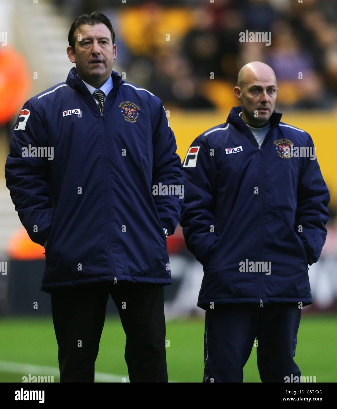 Blackpool's caretaker Manager Steve Thompson (left) with with coach ...