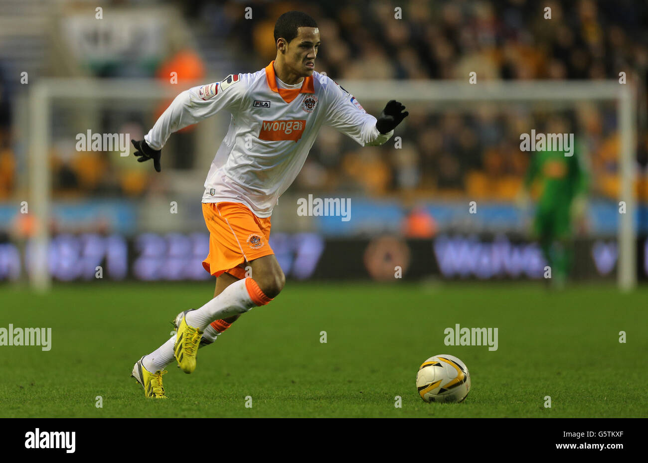 Blackpool's Thomas Ince starts his run towards goal to score the second ...