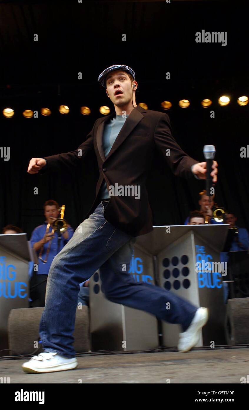 Pop idol young performing on stage impromptu concert hi-res stock ...