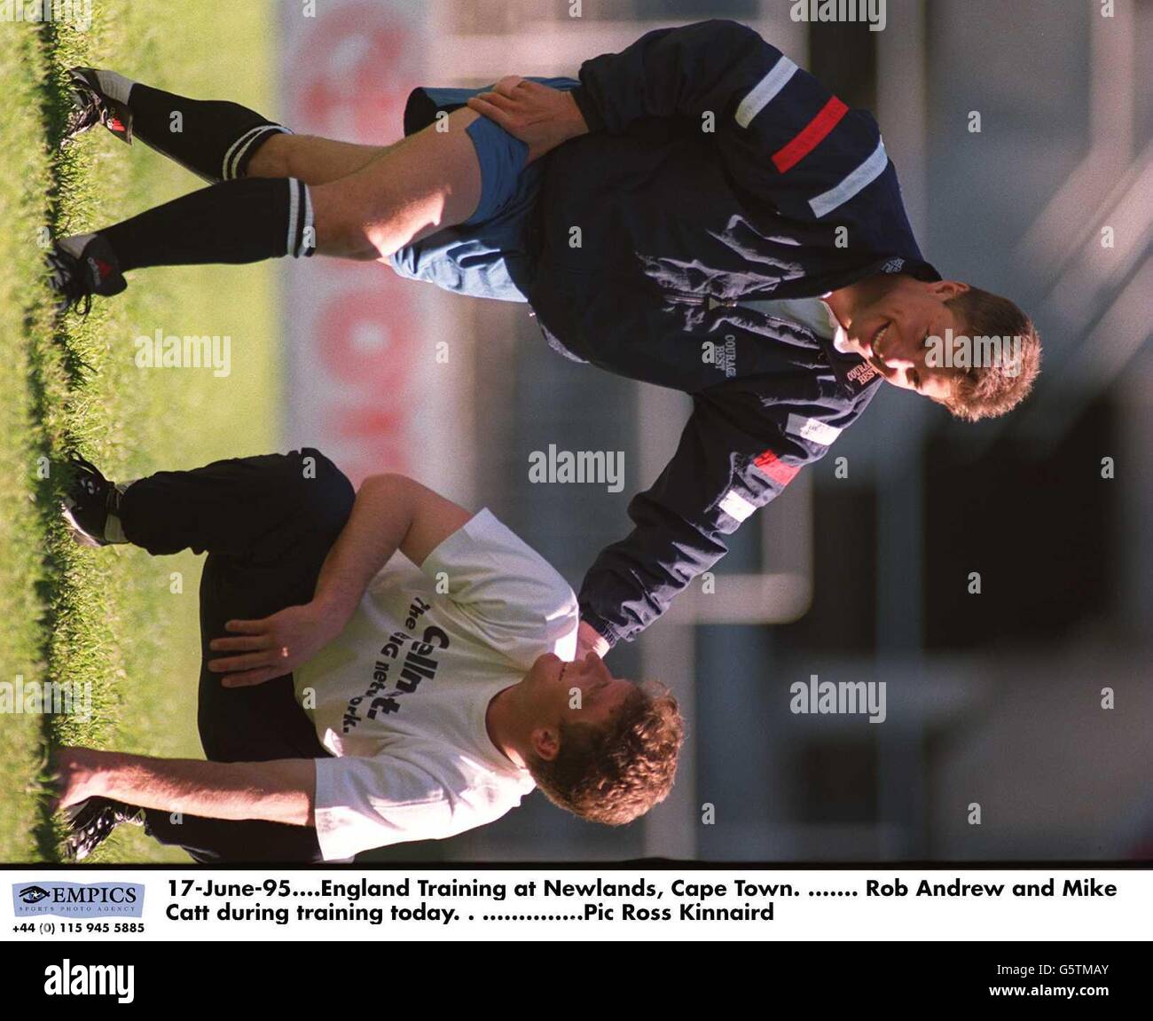 Rugby Union World Cup 1995 - England. Rob Andrew and Mike Catt during ...