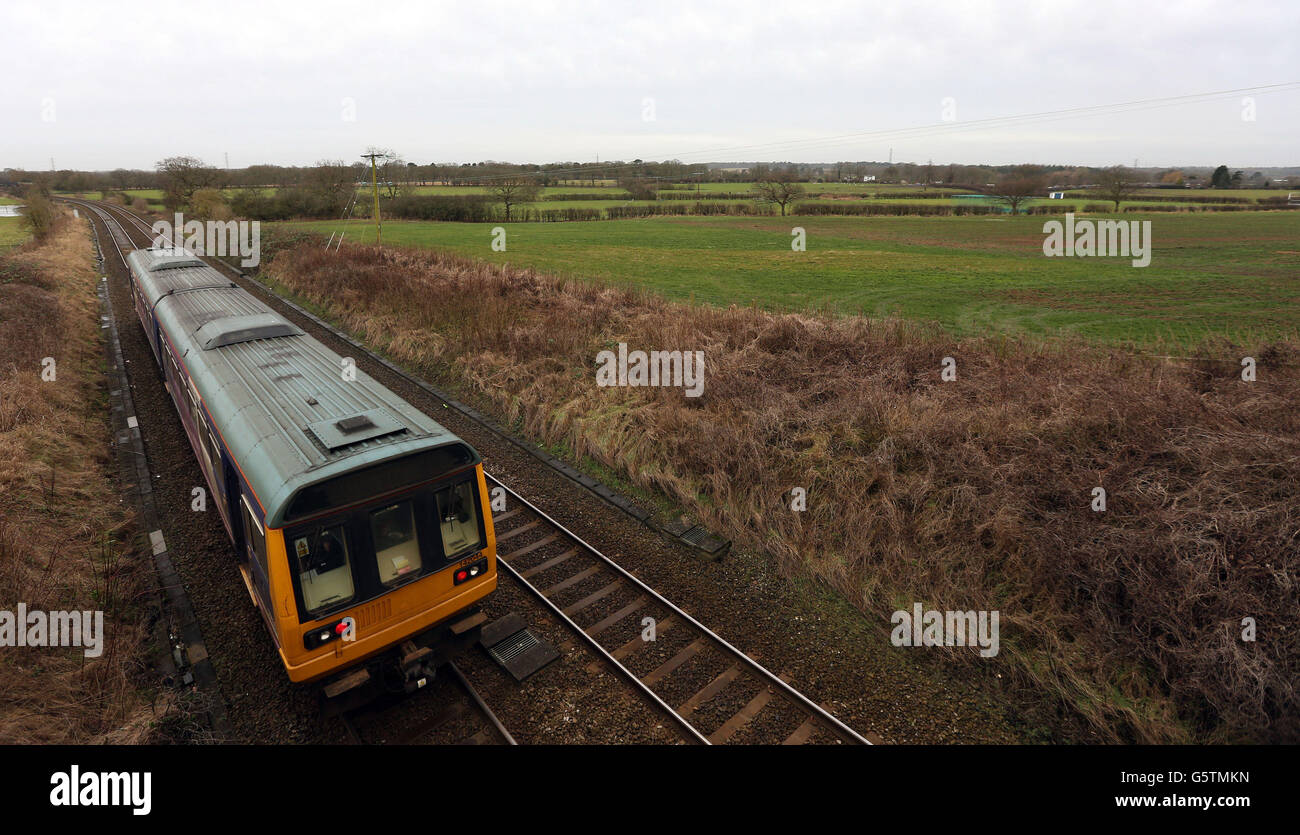 HS2 high-speed rail plan. RETANSMITTED CORRECTING DIRECTION OF TRAIN A train makes its way out ...