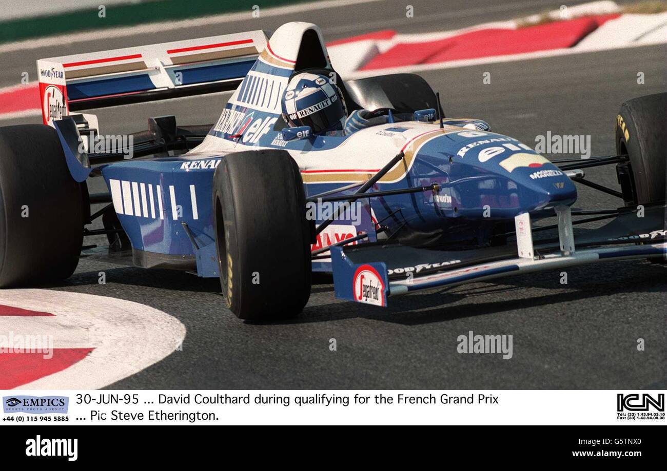 30-JUN-95, David Coulthard during qualifying for the French Grand Prix ...