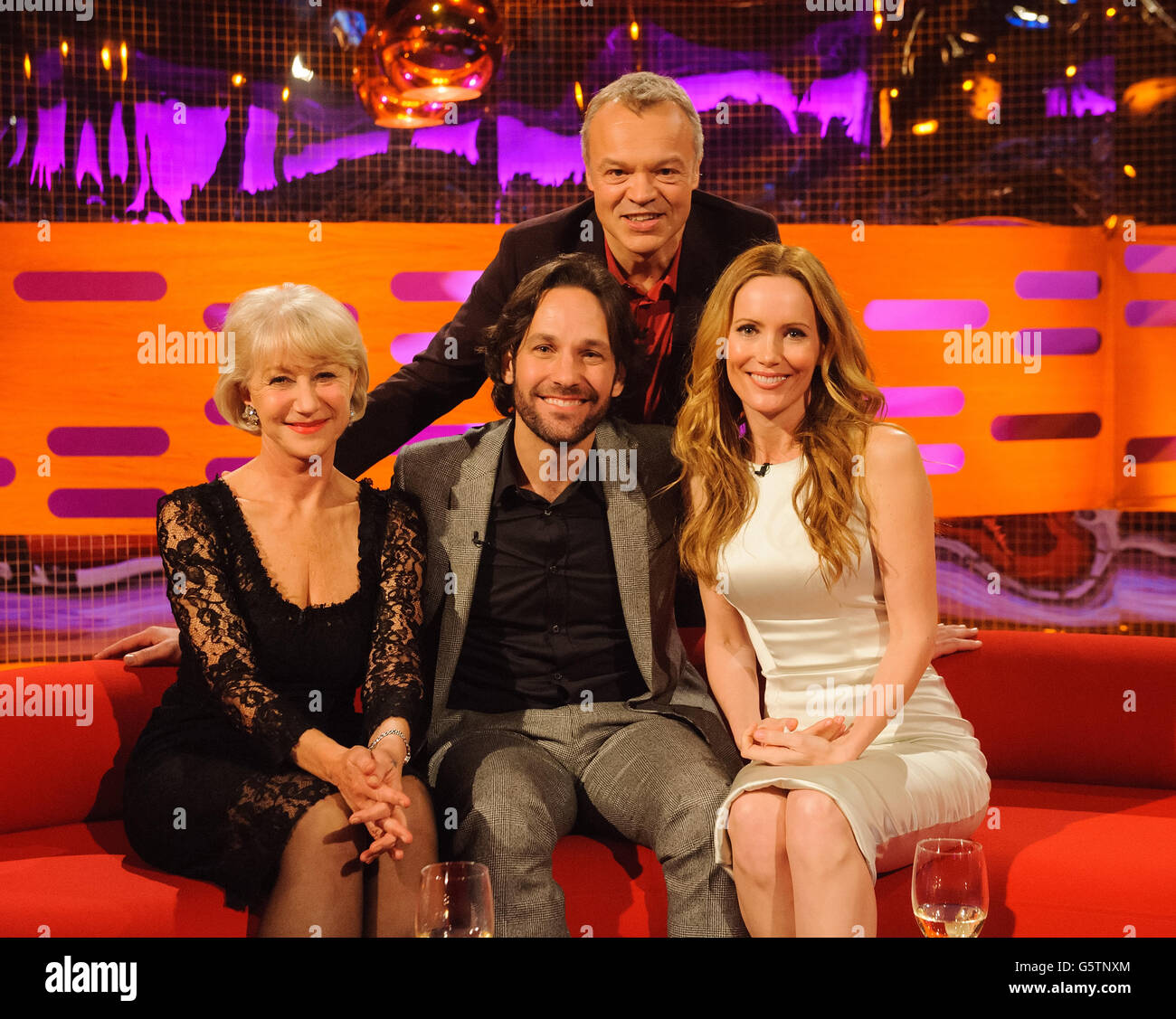 (left to right), Dame Helen Mirren, Paul Rudd Graham Norton and Leslie ...
