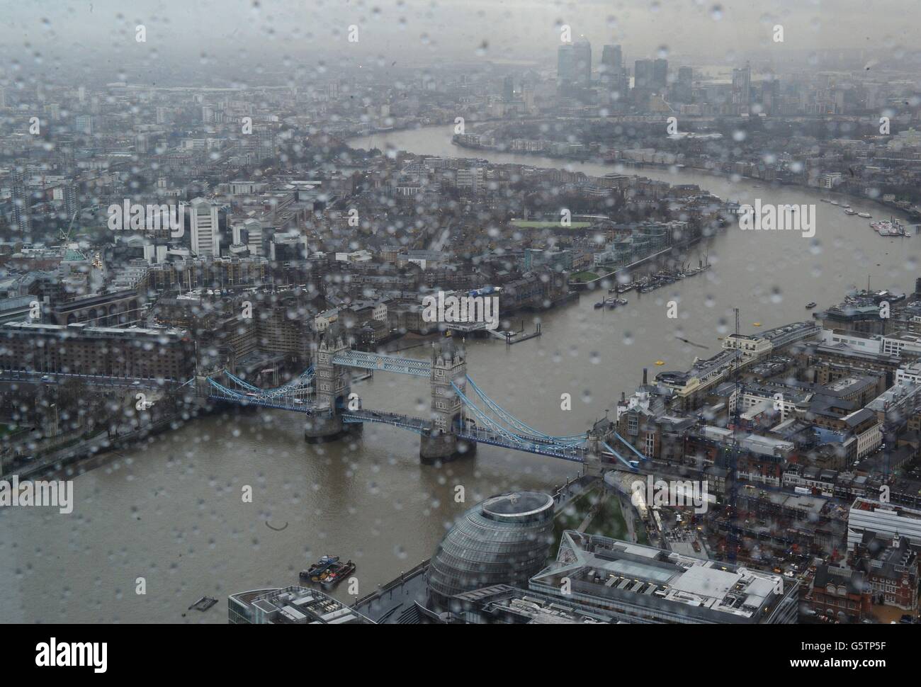 Heavy clouds cover the London skyline, as seen from The View at the ...