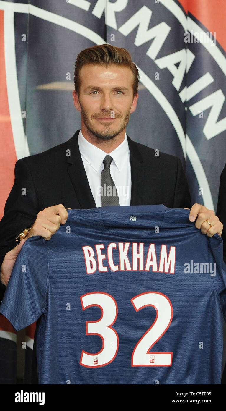 Paris Saint Germain's David Beckham after the press conference at Parc ...