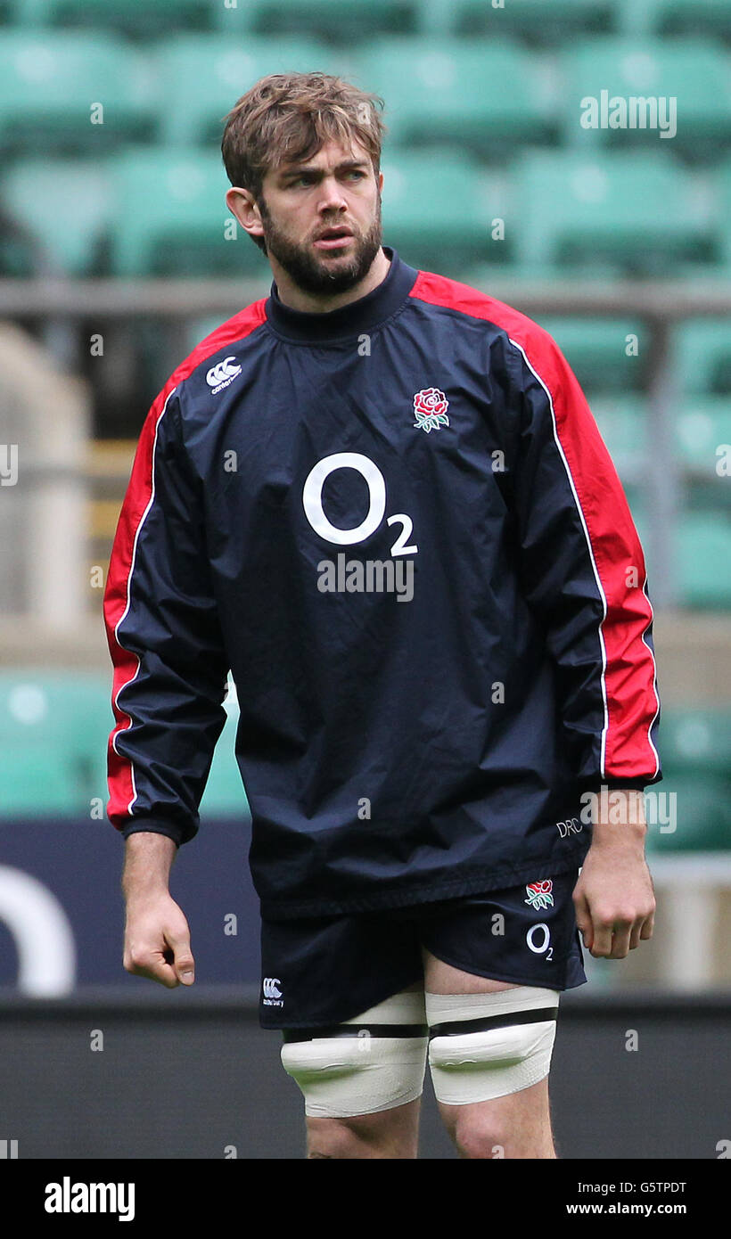 England's Geoff Parling during the captains run at Twickenham Stadium ...