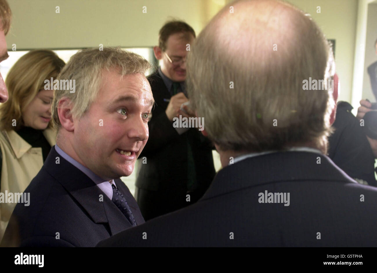 Fine Gael leader, Michael Noonan ( back to camera), comes face-to-face ...