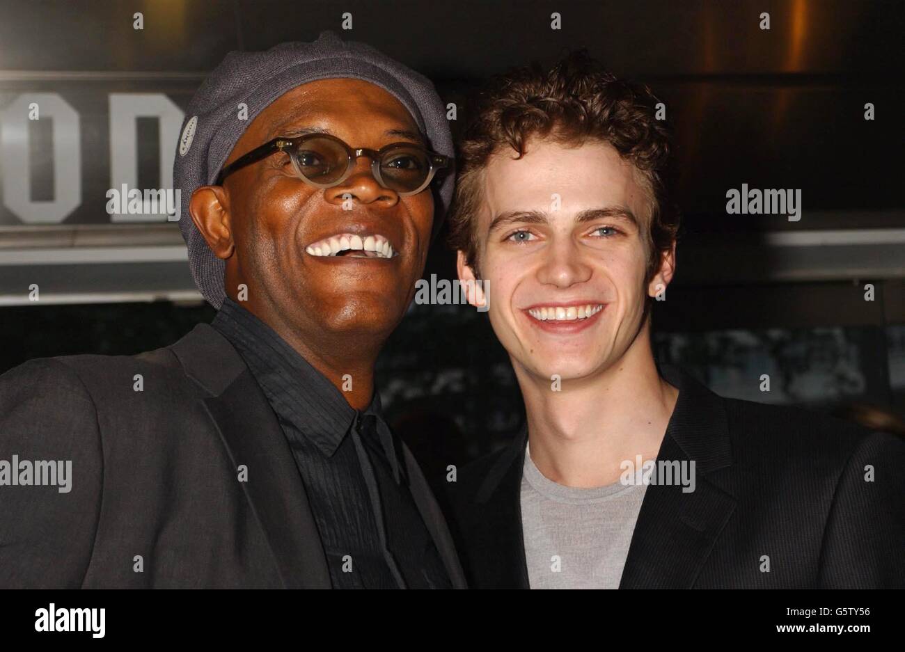 Hayden Christensen (right) and Samuel L Jackson arrive for the charity ...