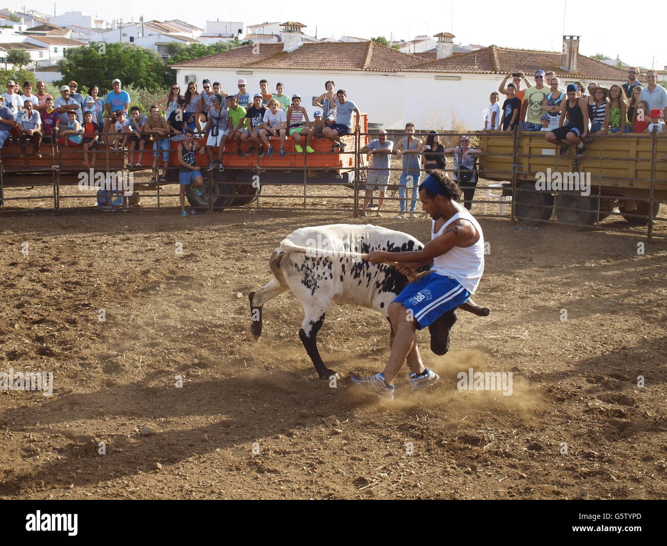Annual event at the Small bullring in the village of Alenteja ,Portugal ...