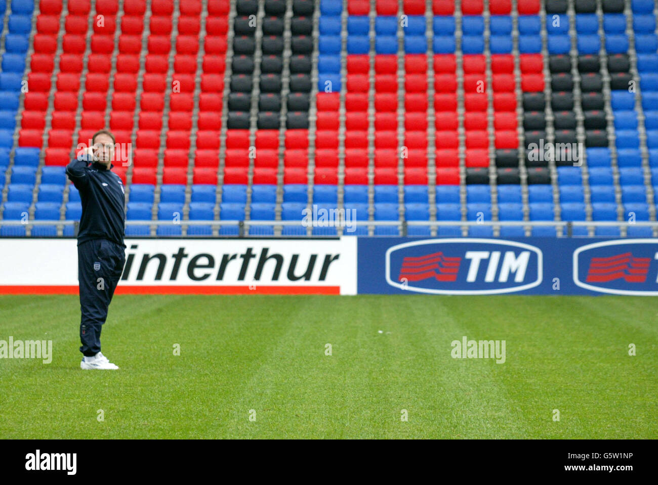 England 's coach David Platt at the St Jakob Stadium Basel where ...