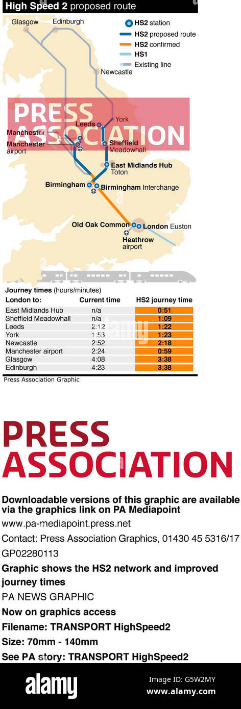 Graphic shows the HS2 rail network and how journey times should improve ...