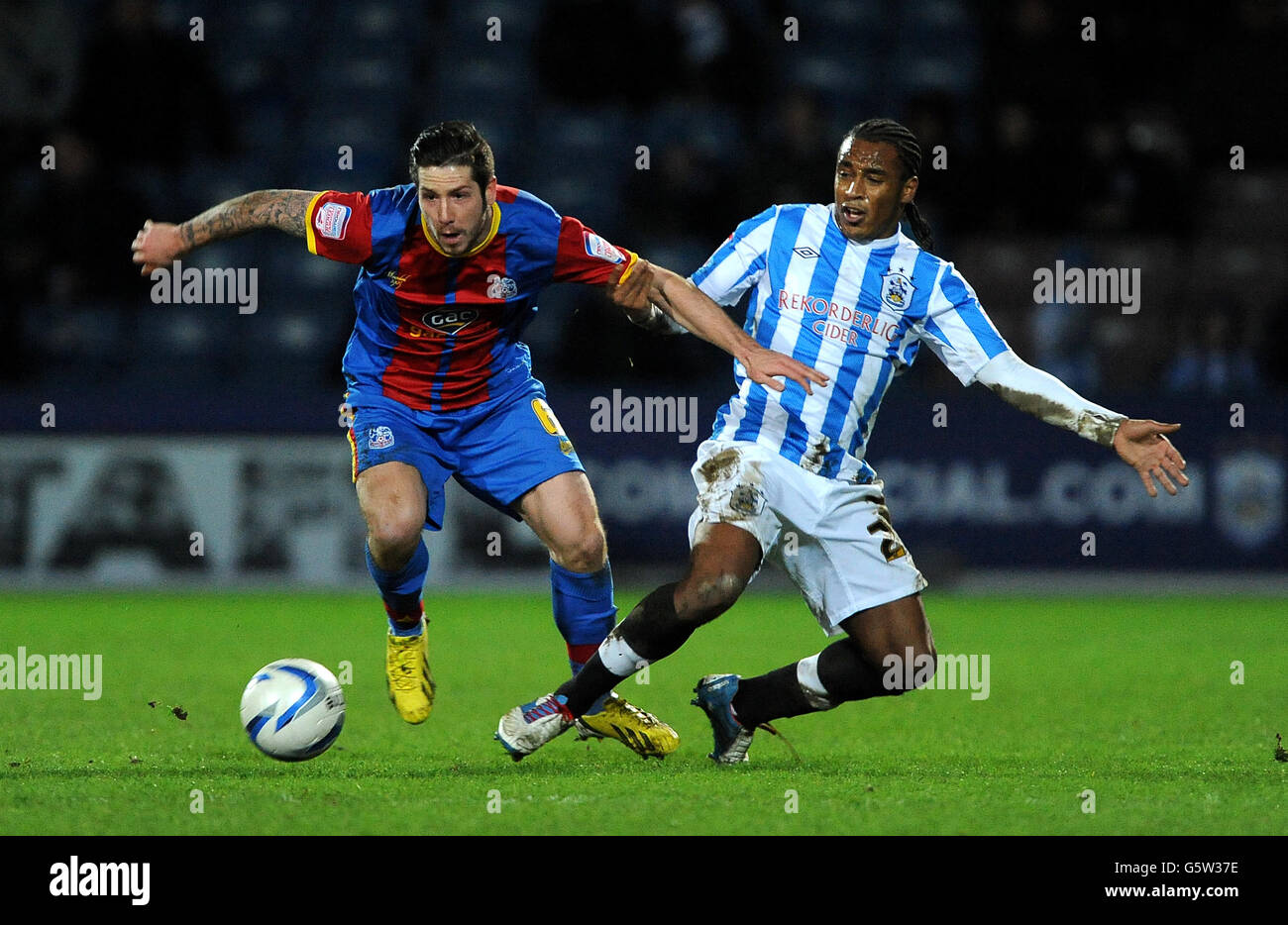 Huddersfield Town's Neil Danns (right) and Crystal Palace's Jacob ...