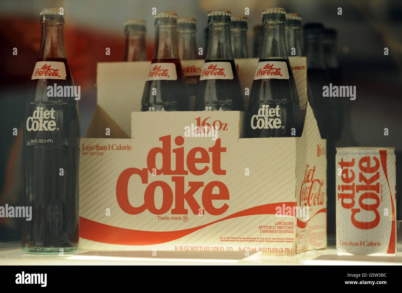 Stock image of the original Diet Coke bottles and can design on display ...
