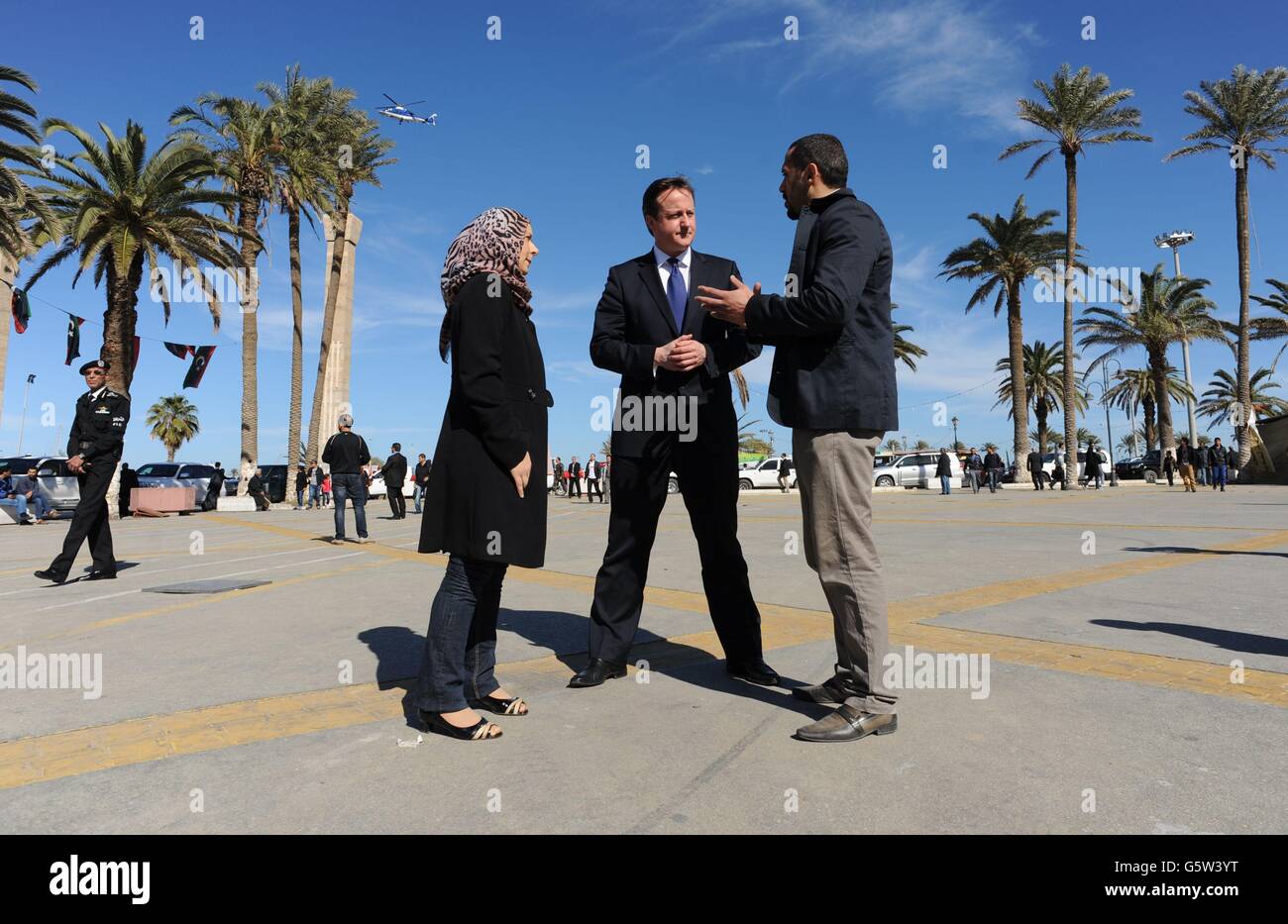 Prime Minister David Cameron takes a walk through Martyrs Square in ...