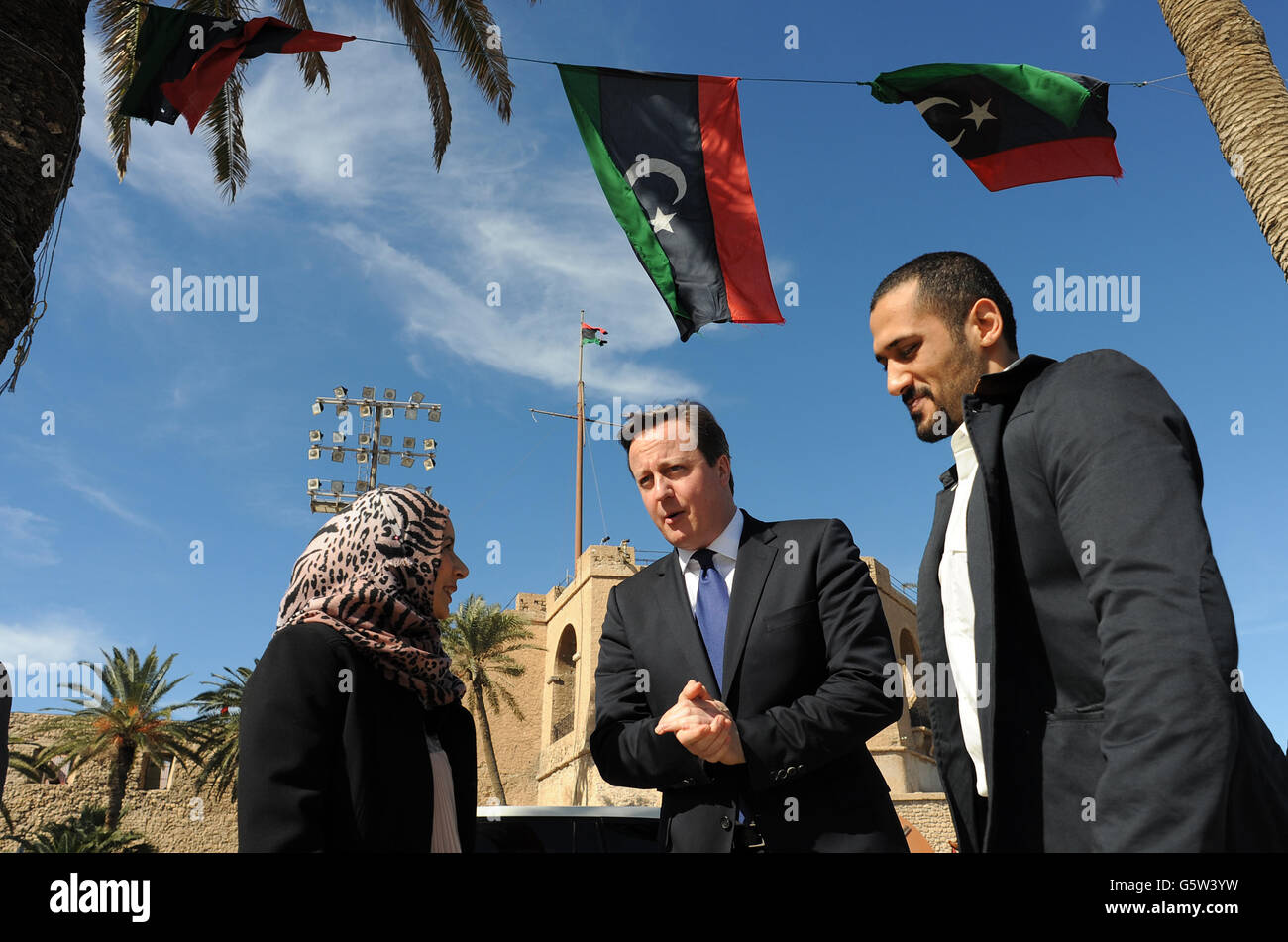 Prime Minister David Cameron takes a walk through Martyrs Square in ...