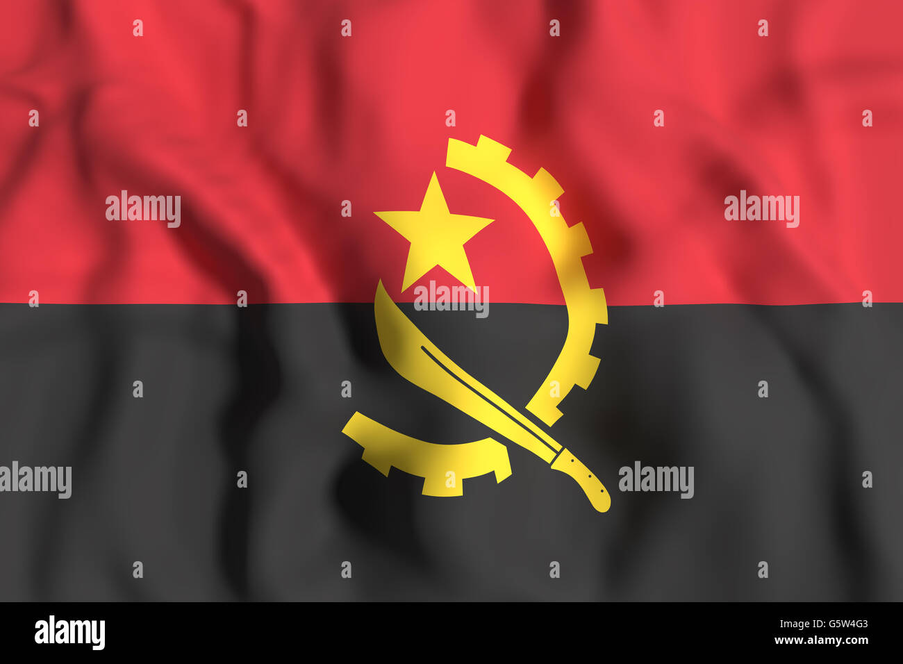 3d rendering of Republic of Angola flag waving Stock Photo - Alamy