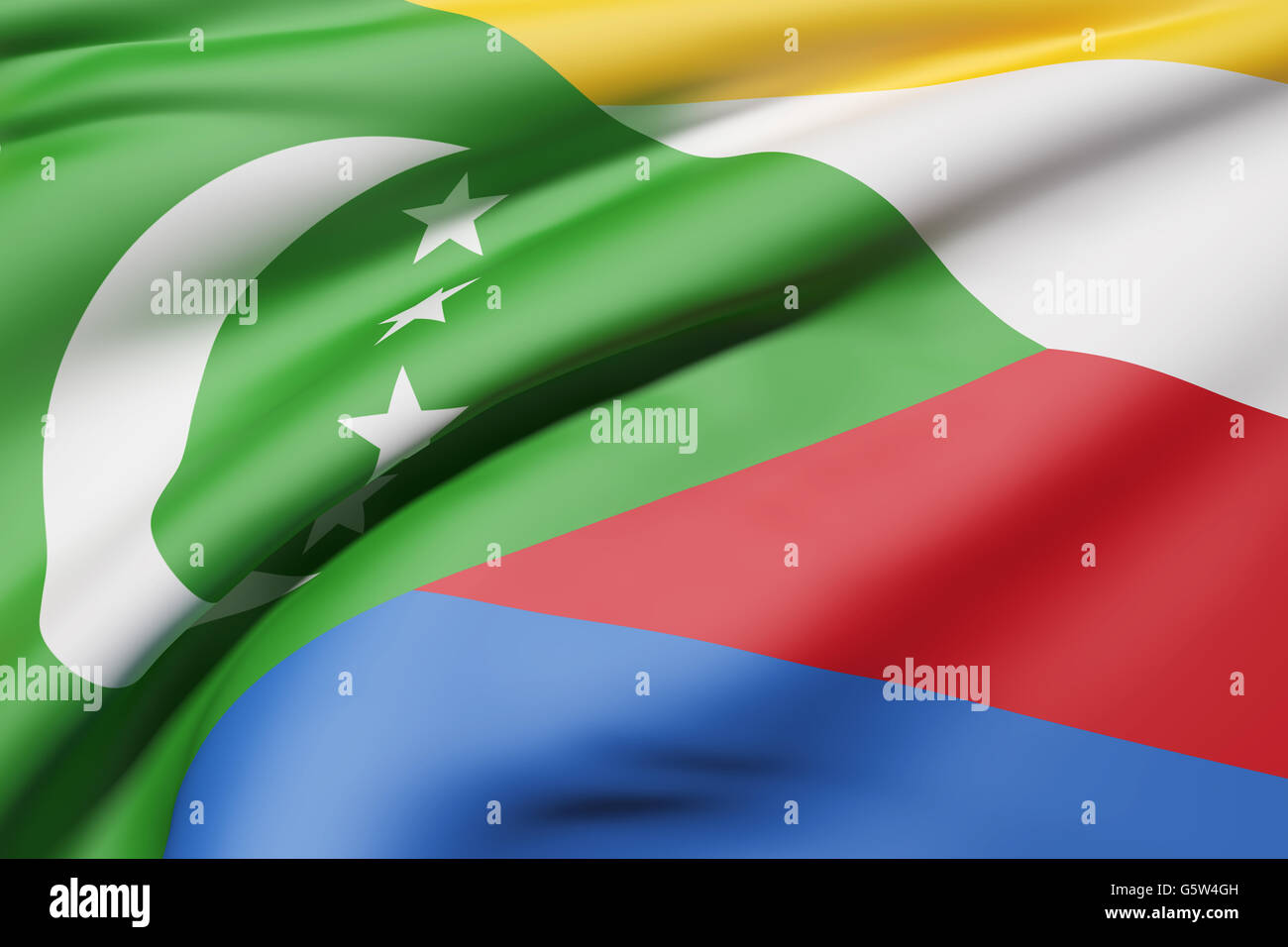 3d rendering of Union of the Comoros flag waving Stock Photo - Alamy
