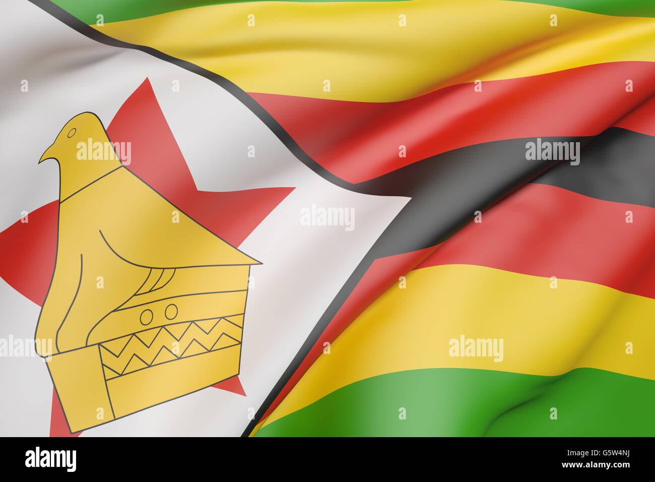 3d rendering of Republic of Zimbabwe flag waving Stock Photo - Alamy