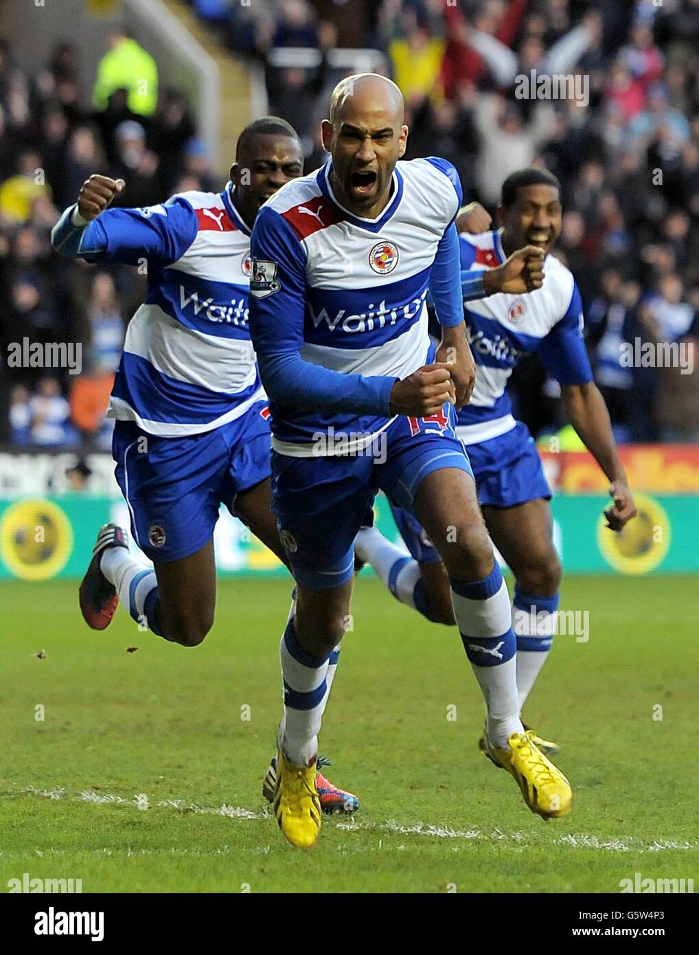 Reading's Jimmy Kebe celebrates scoring his side's second goal of the ...