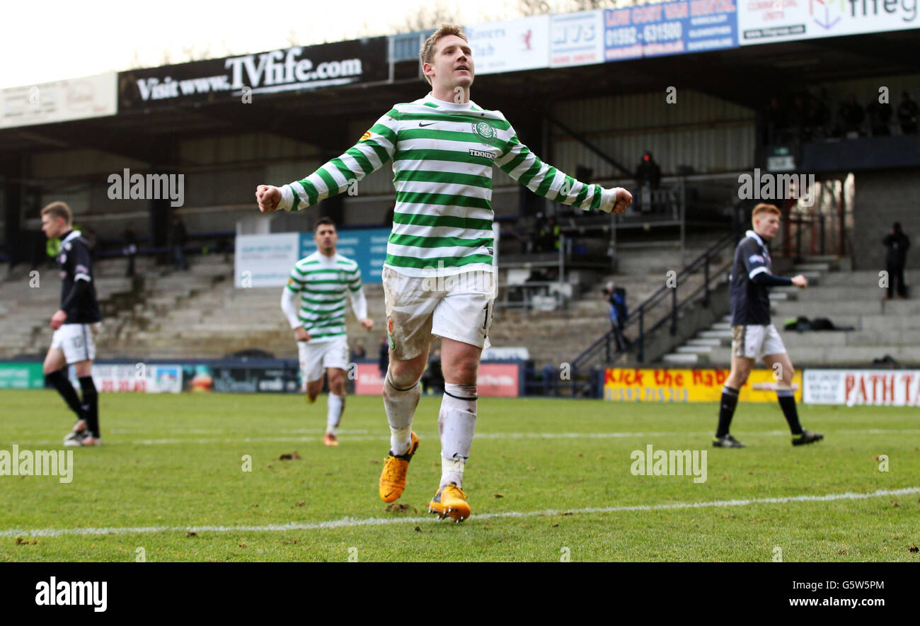 Celtic's Kris Commons celebrates scoring during the William Hill ...