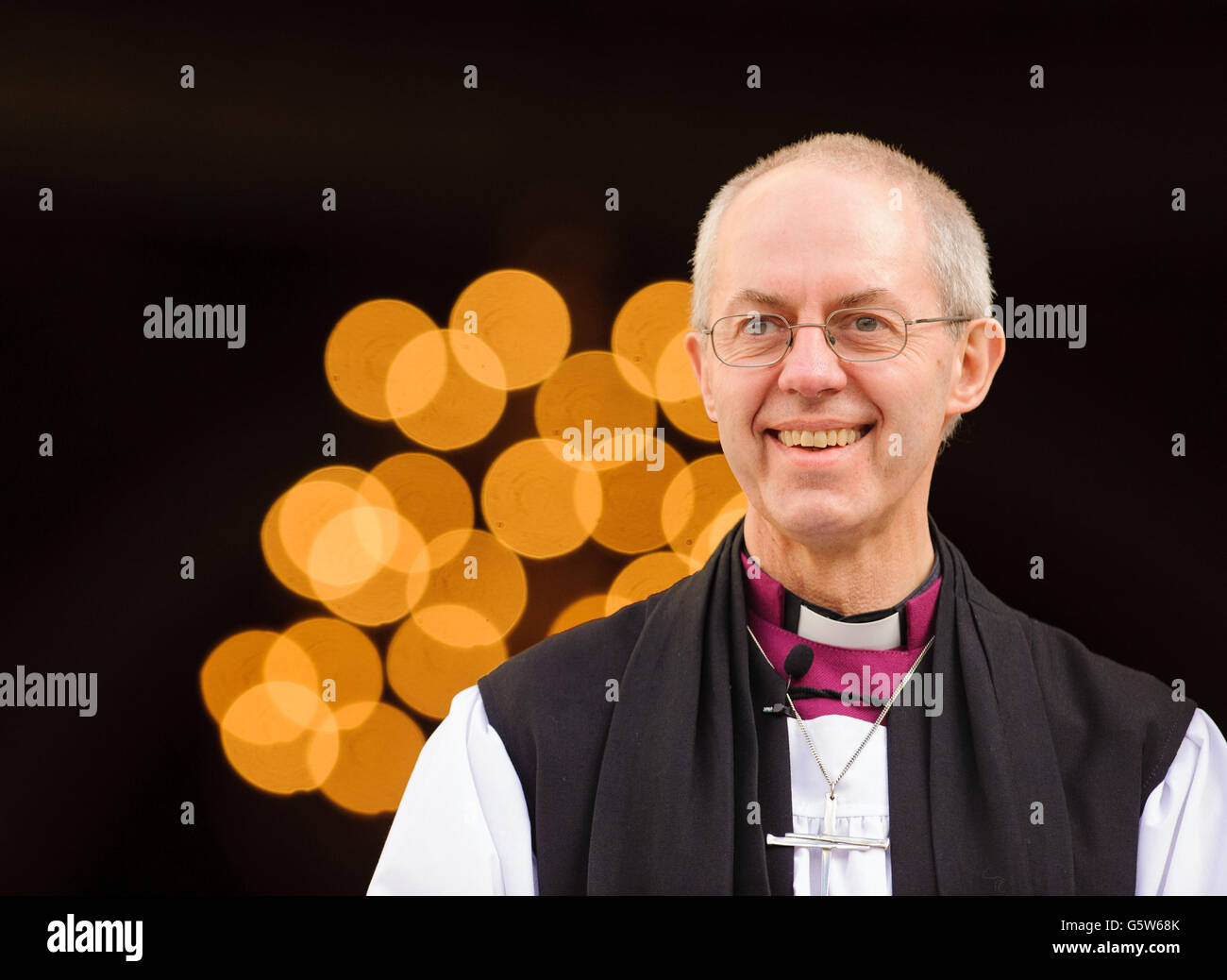 The Most Rev Justin Welby, former Bishop of Durham, stands on the steps ...