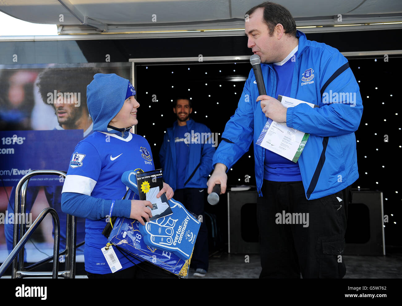 A young Everton fan during the roadshow outside Goodison Park Stock ...
