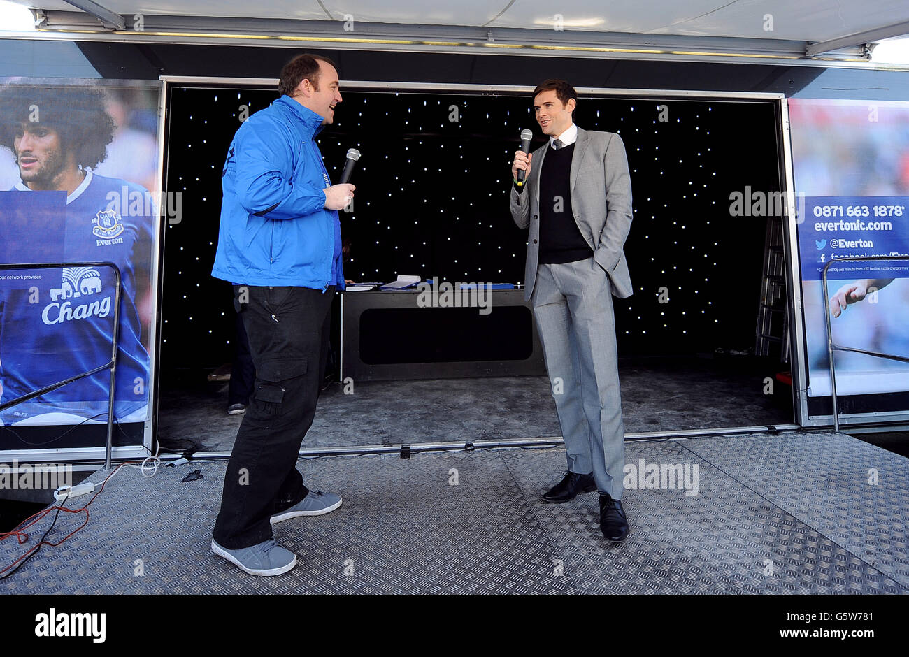 Former Everton player Kevin Kilbane during the Roadshow outside ...