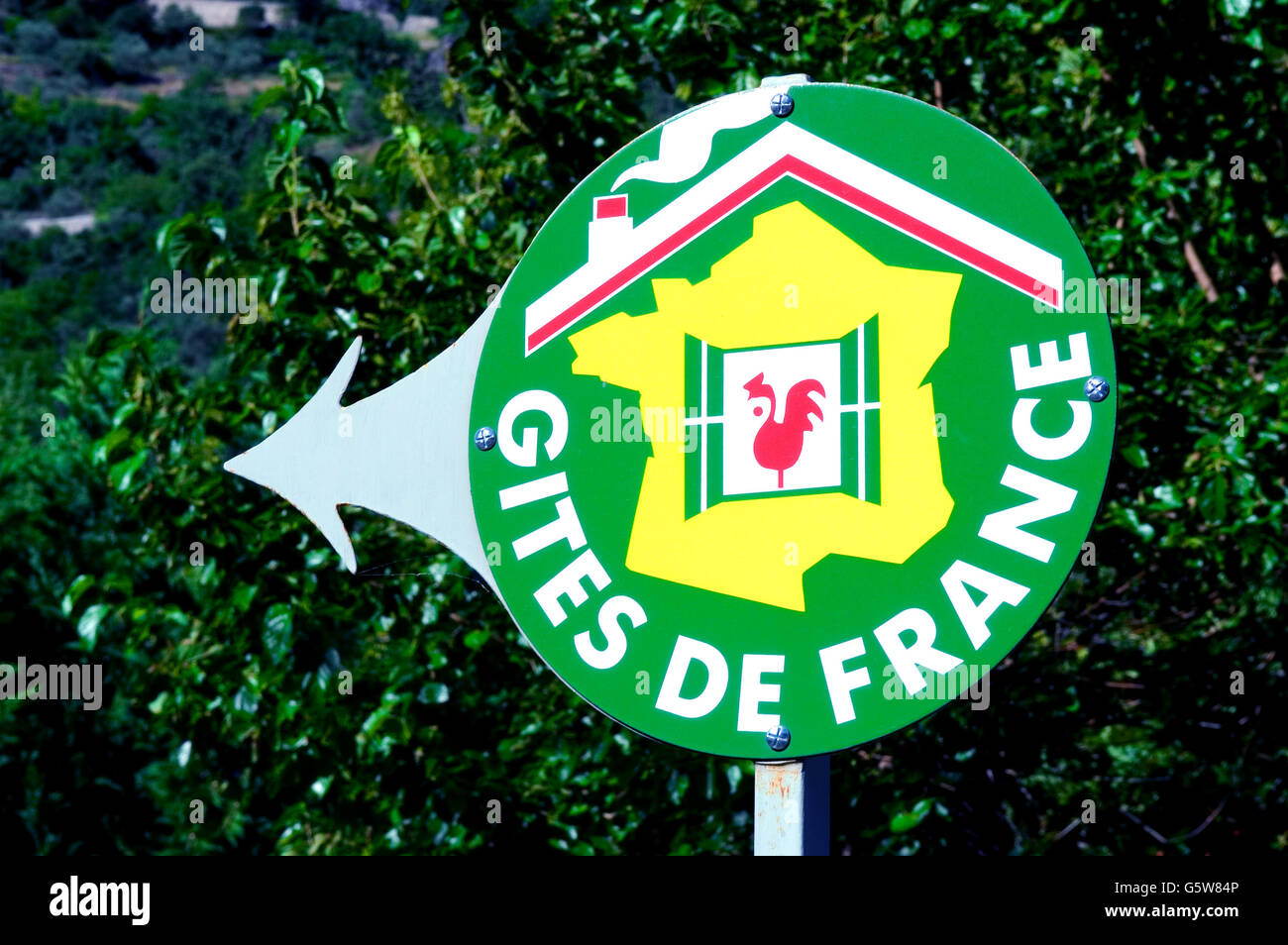 Signboard showing the direction of the next hosting adhering to gites ...