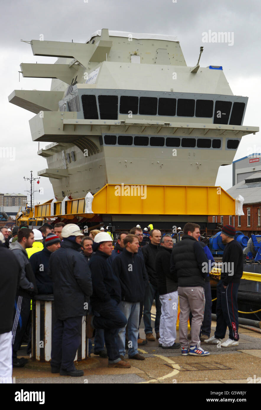 Engineers from BAE Systems gather to watch the Forward Island ...