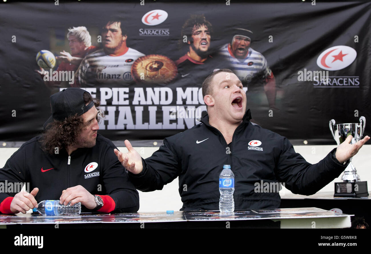 London Saracens Pie & Mighty Challenge Stock Photo - Alamy