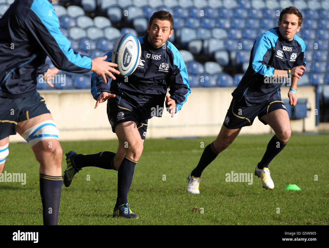 Scotland's Greg Laidlaw during the Captain's Run at Murrayfield Stadium ...