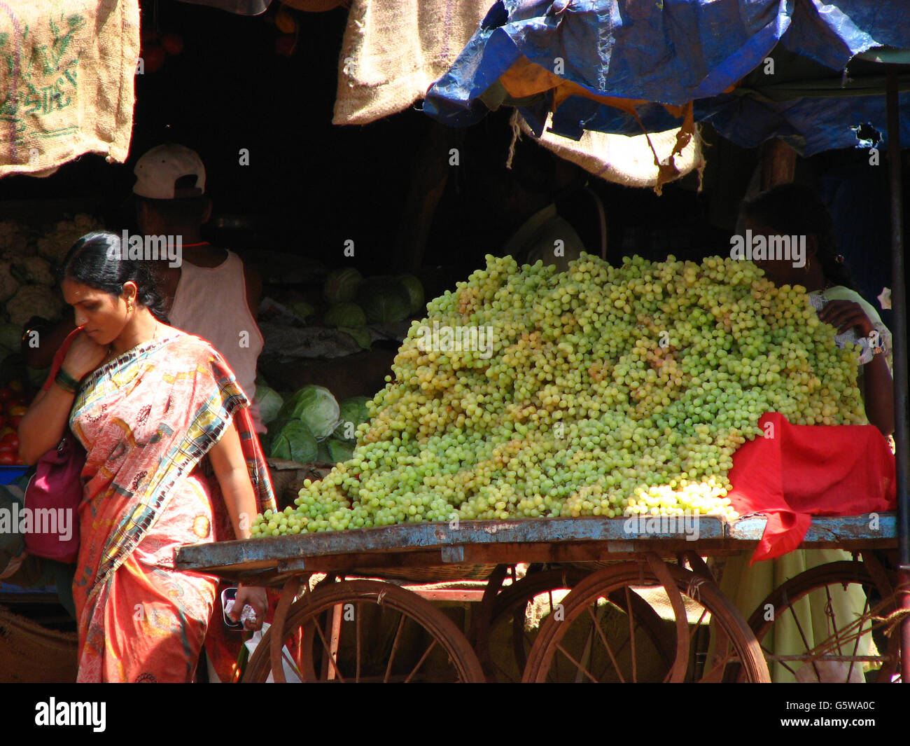 A farmers shop selling farm fresh grapes in an Indian village Stock ...