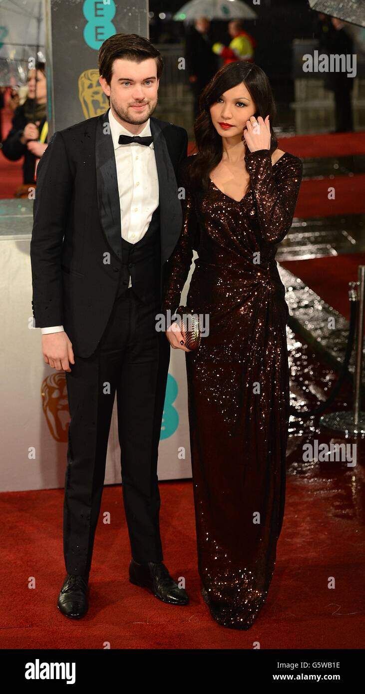 Jack Whitehall and Gemma Chan arriving for the 2013 British Academy ...