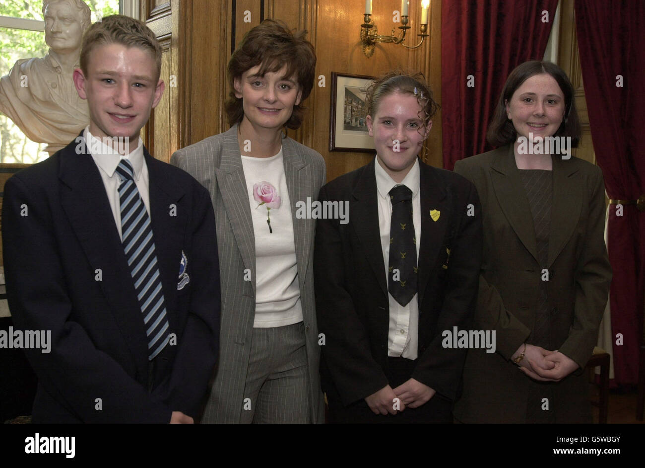 Cherie Blair, wife of Britain's Prime Minister Tony Blair, meets (from ...