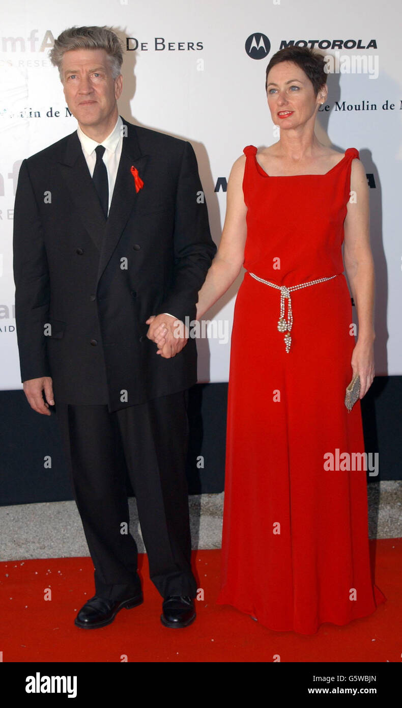 Director David Lynch and hos wife arriving at Le Moulin de Mougins ...