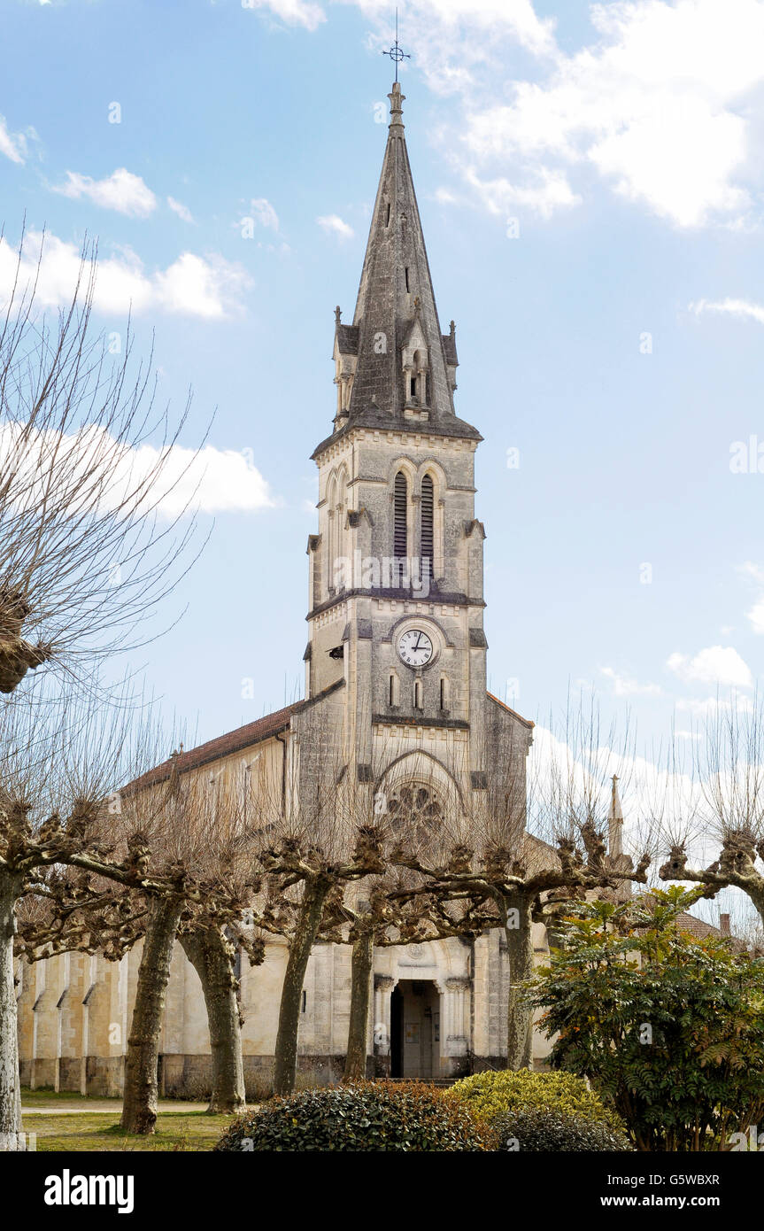 Church of Saint-Médard, in the town square of Labrit. Landes. France ...