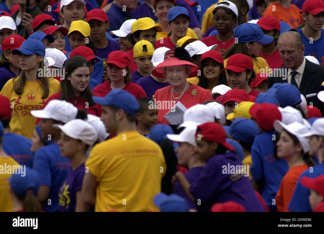 Queen Elizabeth II with members of the Chicken Shed theatre company ...