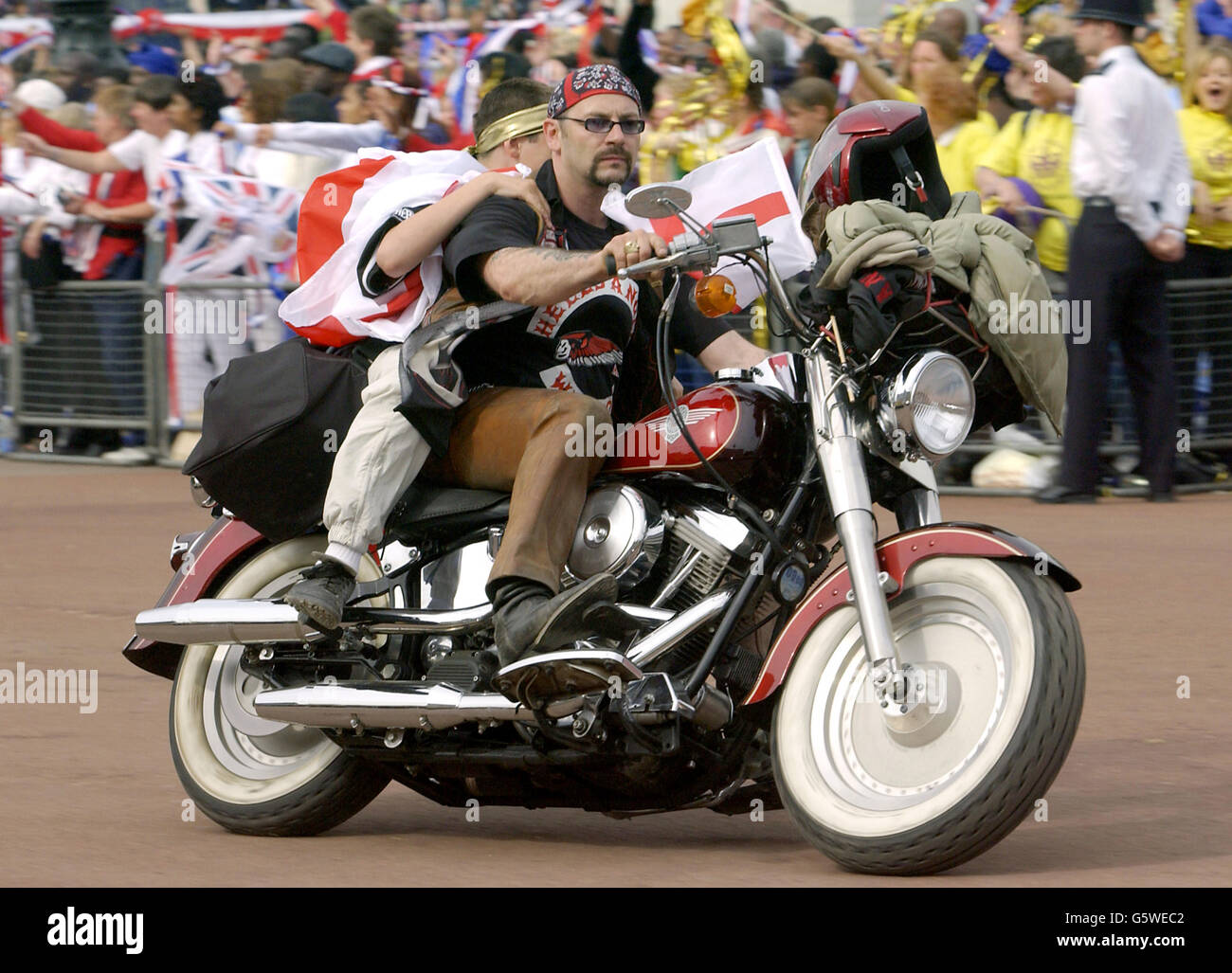 A Hells Angel taking part Queen Elizabeth II 's Golden Jubilee ...