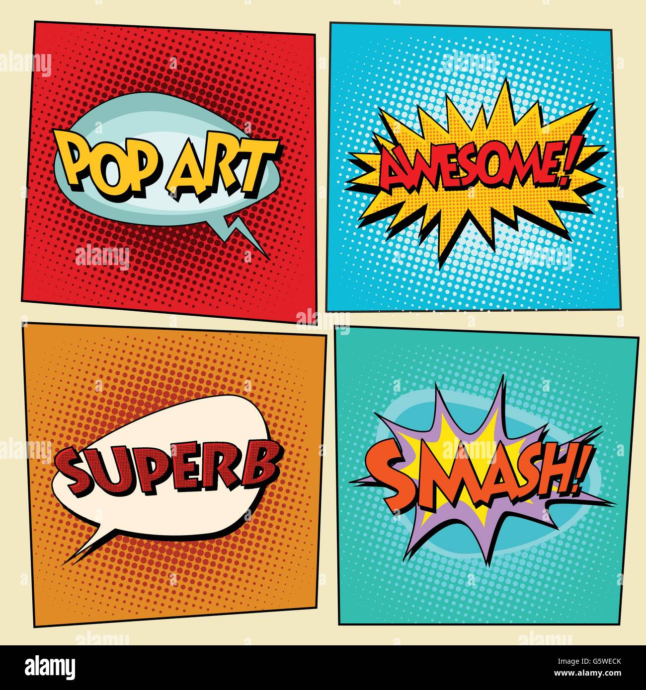 Set of retro comic bubbles pop art phrases Stock Vector Image & Art - Alamy