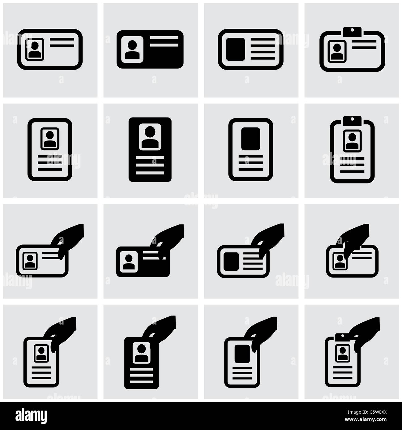 Vector black id card icon set Stock Vector Image & Art - Alamy